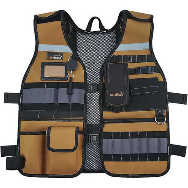 【TV01-Khaki】MELOTOUGH Tool Vest Safety Work Vest with Adjustable Strap ...